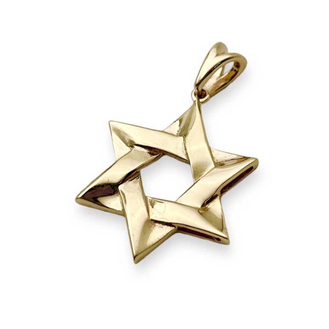 Jewish Magen David 14K Gold Pendant, Star of David Protection Necklace ...