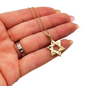 Jewish Magen David 14K Gold Pendant, Star of David Protection Necklace ...