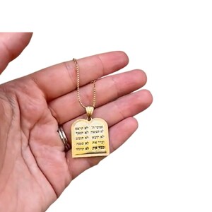 Ten Commandments 14k Yellow Gold Pendant, Jewish Biblical Jewelry ...