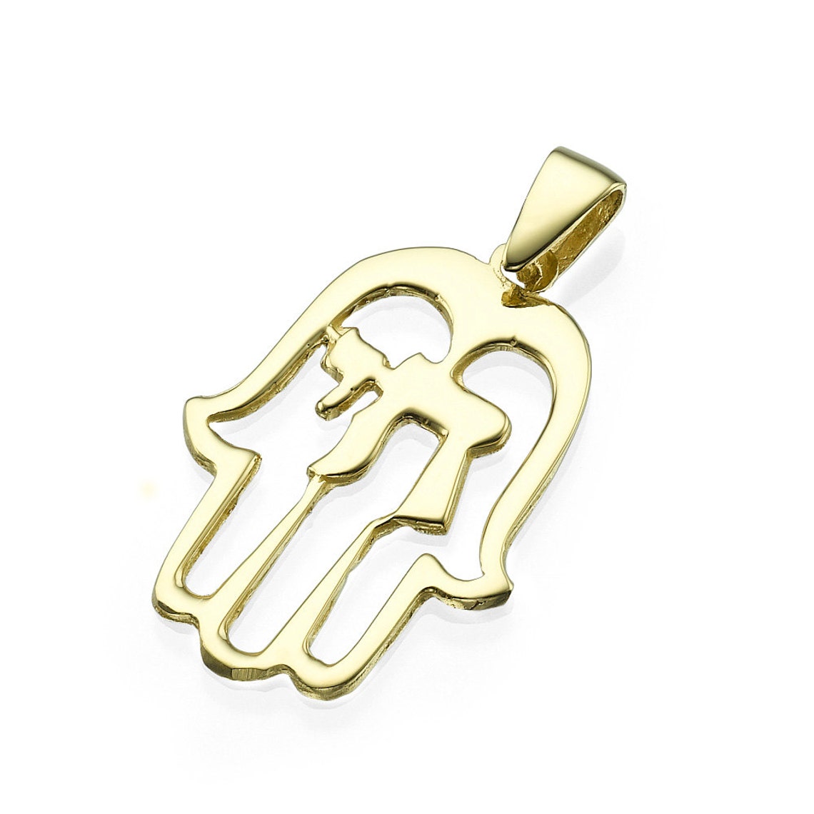 Hamsa Chai Pendant 14k Gold, Cutout Hebrew Word Chai Hamsa Pendant ...
