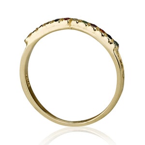 14K Yellow Gold Slim Band Kabbalah Ring, 12 Hoshen Gems, Gold Jewish ...