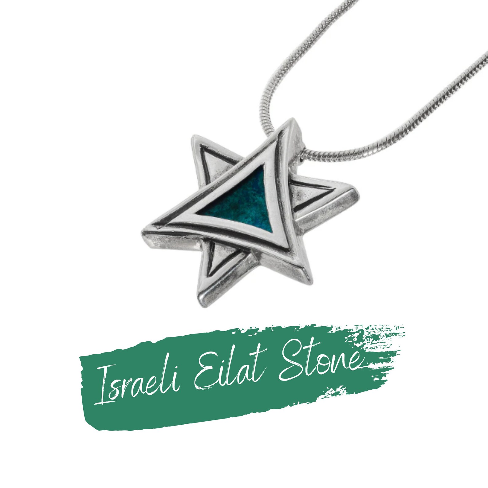 Star of David Eilat Stone Sterling Silver Pendant Necklace - Etsy
