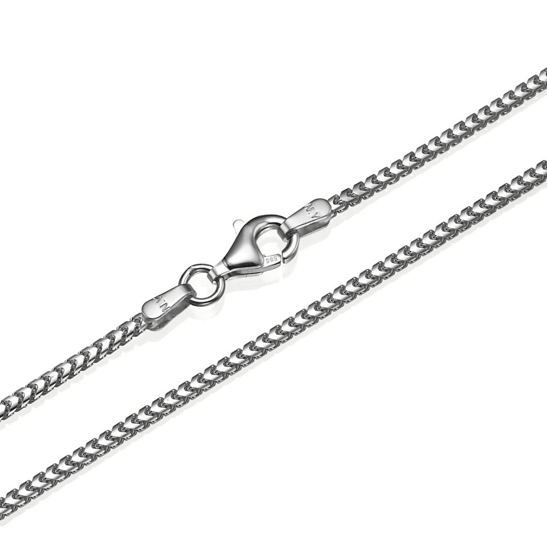 White Gold Franco Chain 1.5mm, 14k White Gold Chain, Solid 14k Gold ...