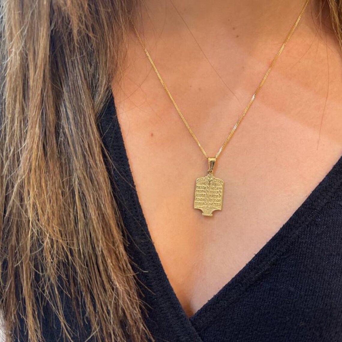 Ten Commandments 14k Gold Pendant Tabernacles Jewish Pendant - Etsy