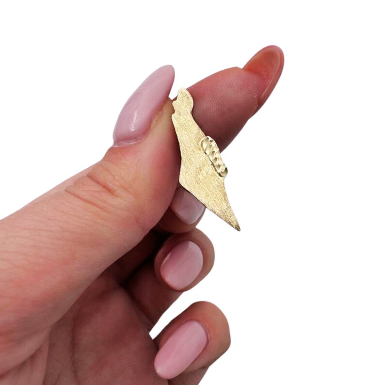 Map of Israel 14K Brushed Gold Pendant, State of Israel Necklace Charm ...