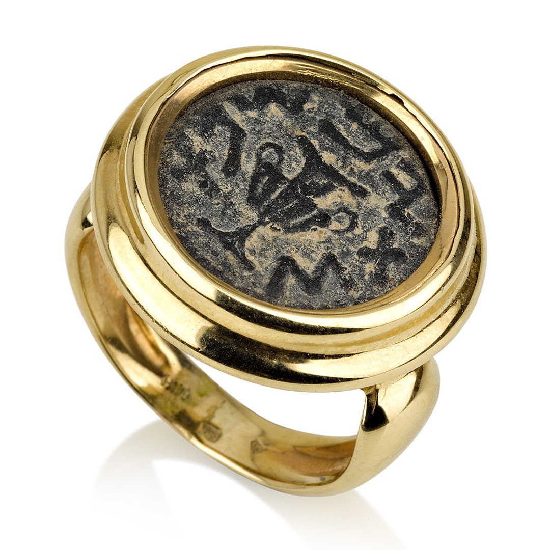 Ancient Coin Ring, Solid 14k Gold Ring, Gold Coin Ring, Authentic ...