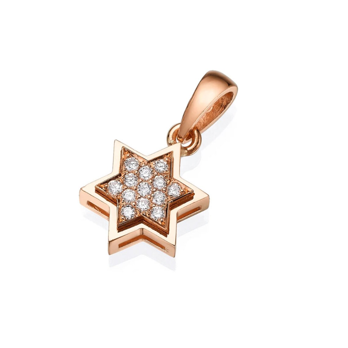 Tiny Star of David 18k Yellow Gold Diamond Pendant Mini - Etsy