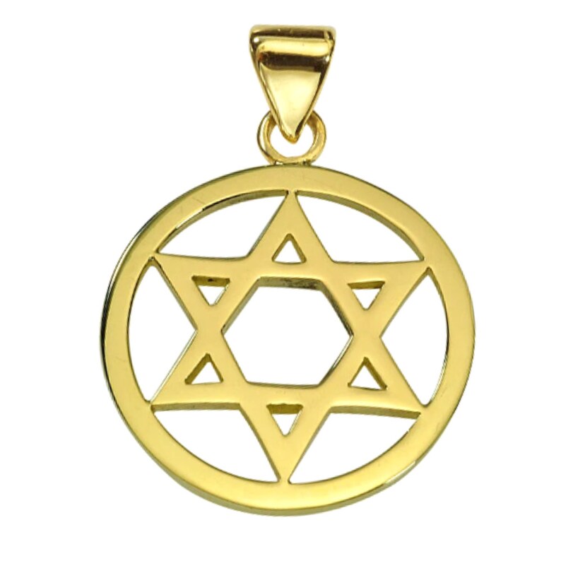 Star of David 14k Yellow Gold Jewish Pendant Round Medallion - Etsy