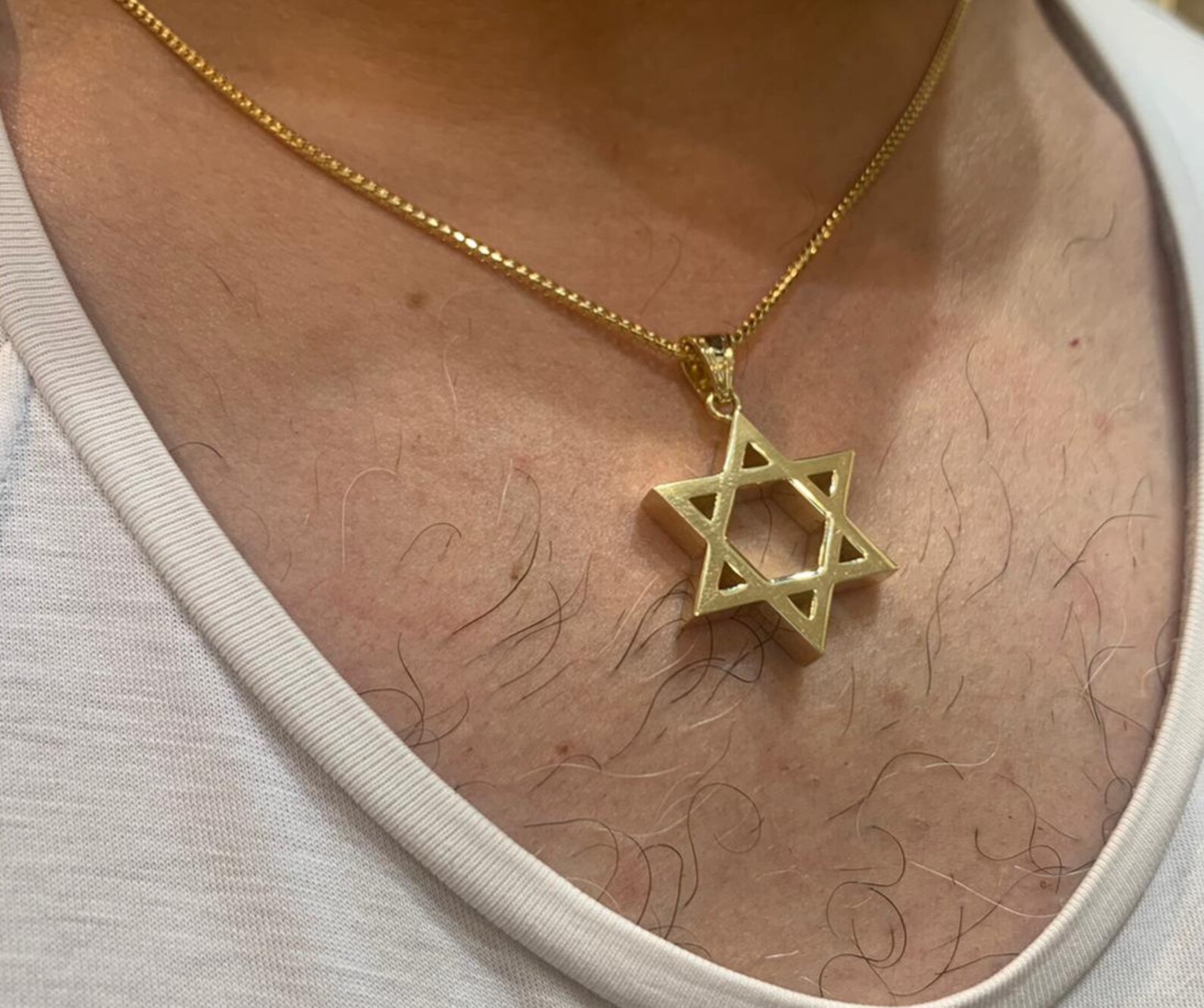 Heavyweight Large Star of David, Solid 14k Gold Pendant, Thick Gold ...