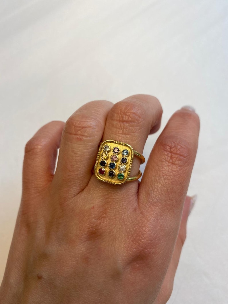 14K Gold Hoshen Ring Gemstone Ring Solid Gold Ring Choshen - Etsy