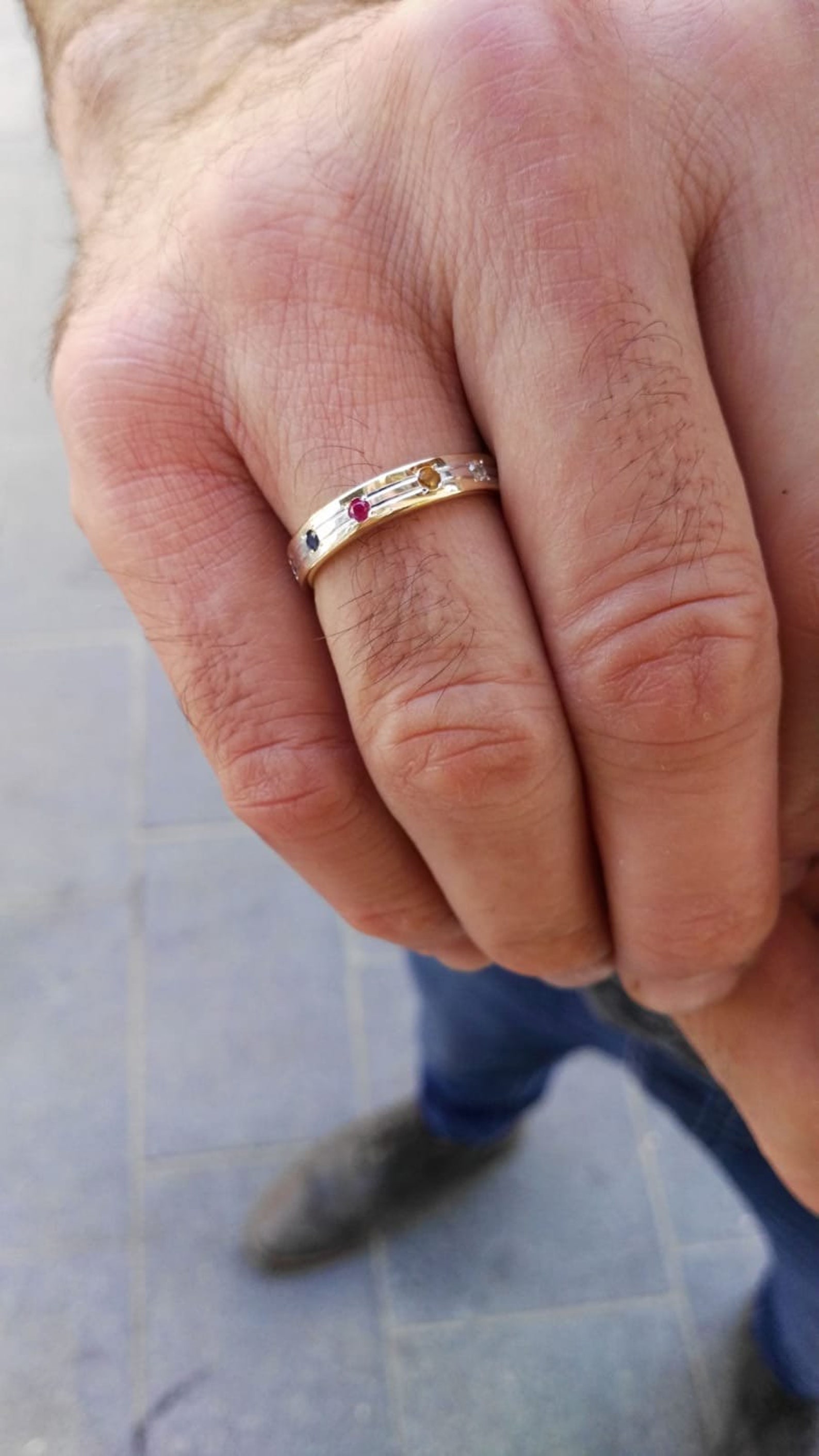 Gold Hoshen Ring, Hebrew Wedding Band, 14k Two Tone Gold Ani Ledodi ...