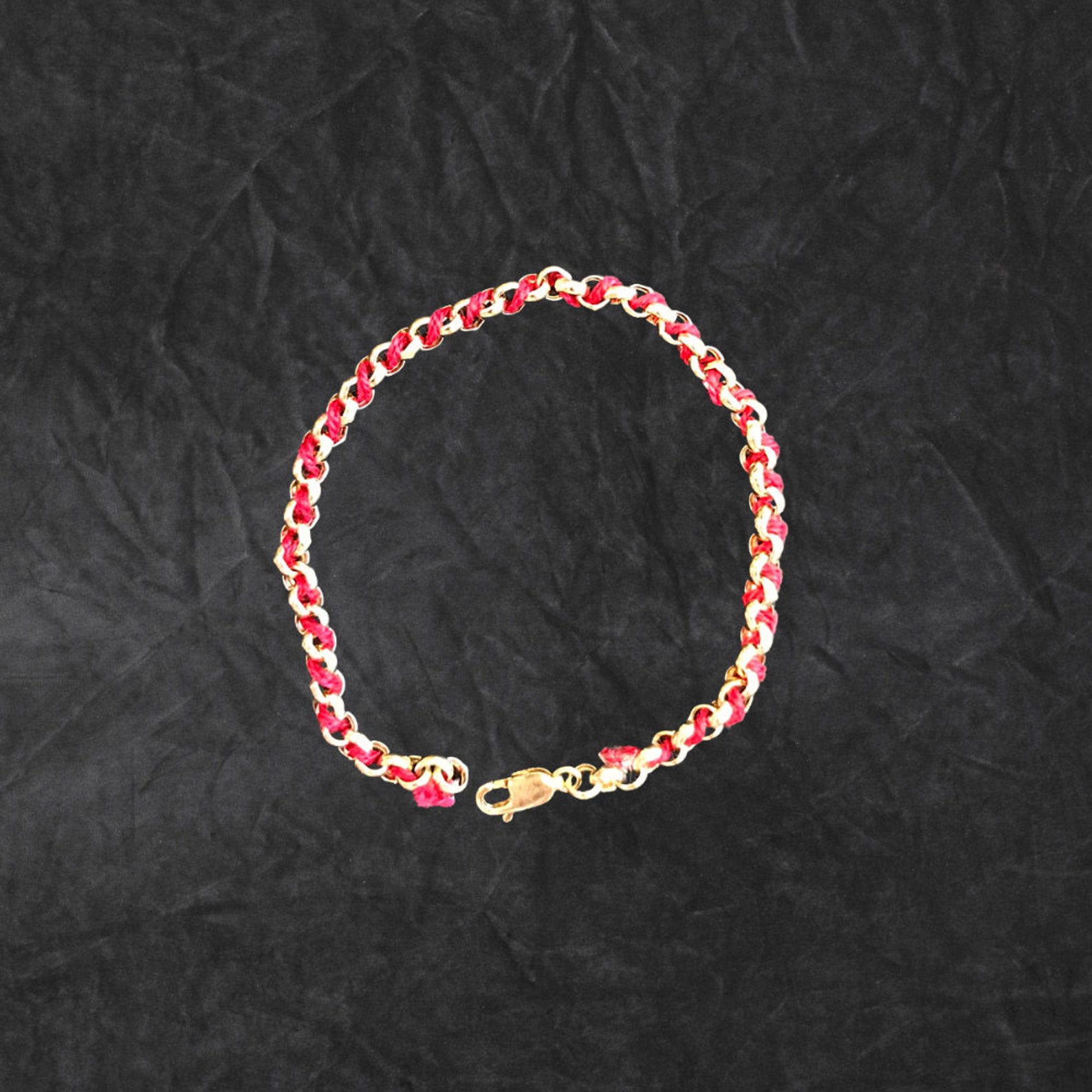 14k Gold Kabbalah Bracelet, Woven Red String Gold Bracelet, Protection ...