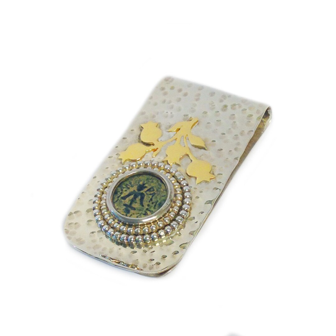 Ancient Coin Pomegranate Design Money Clip in Hammered Silver - Etsy