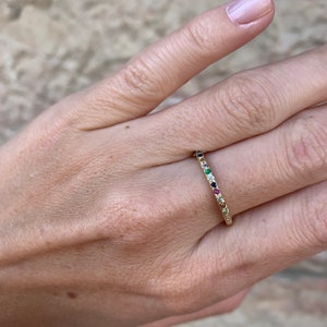 14K Yellow Gold Slim Band Kabbalah Ring, 12 Hoshen Gems, Gold Jewish ...