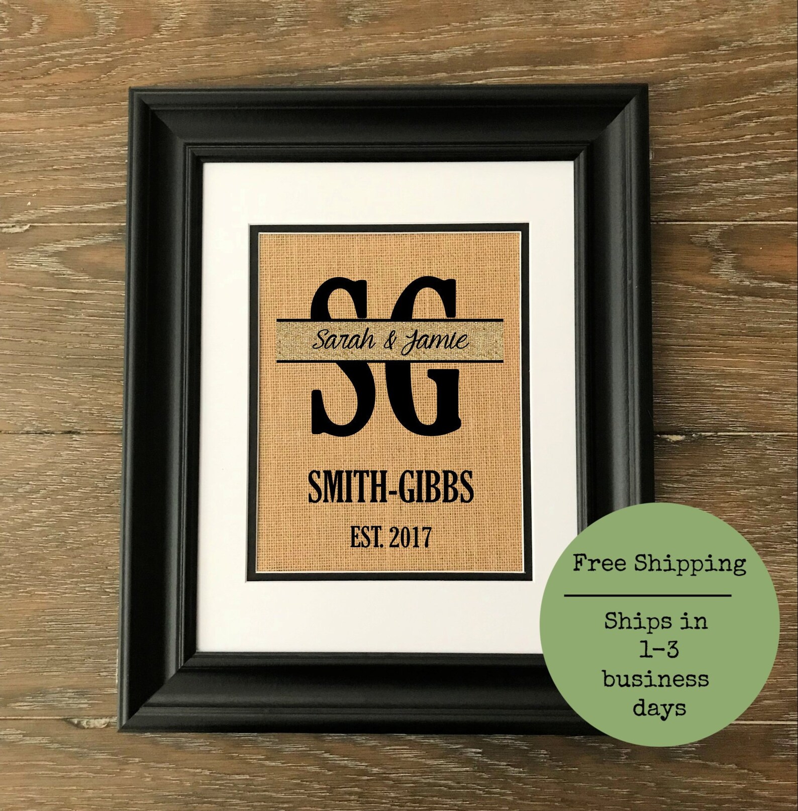 Burlap Monogram. Personalized Burlap. Established Sign. First - Etsy