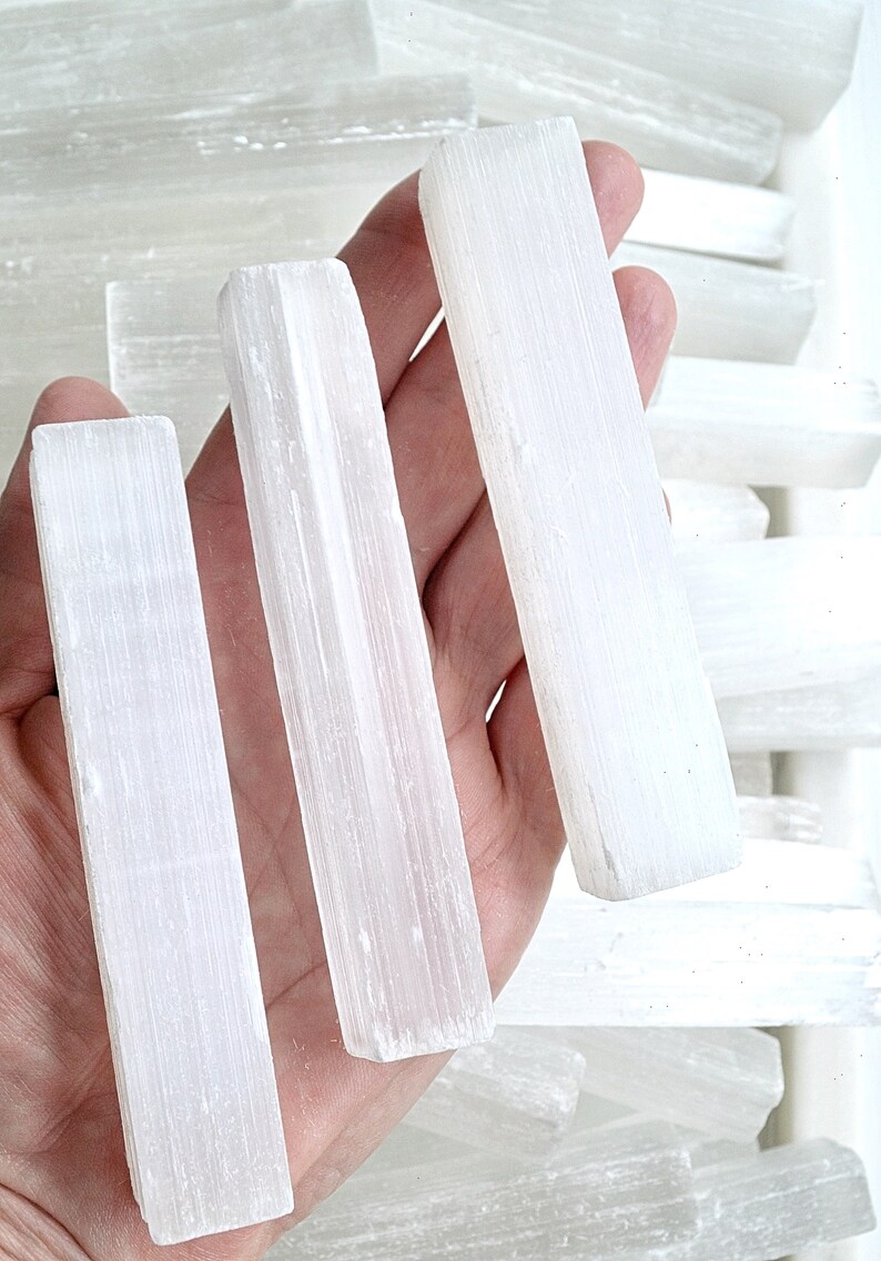 SELENITE SATIN SPAR 10cm White Selenite Stick Rod Wand | Etsy