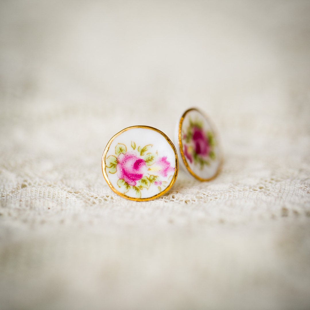 Tea Cup Saucer Stud Earrings - Etsy