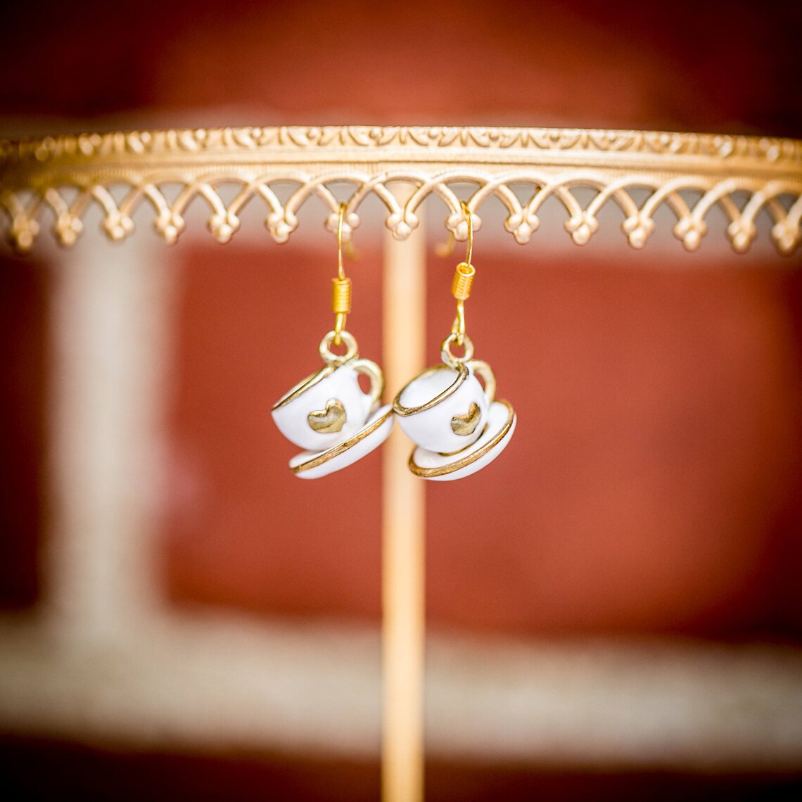 Tea Cup Earrings W/ Saucer (color Choices) - Etsy