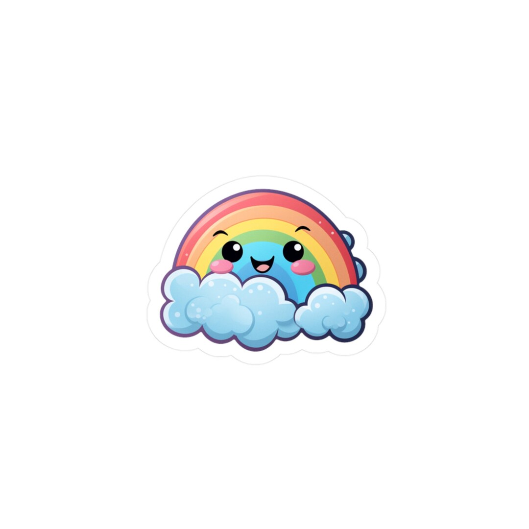 Smiling Rainbow on Cloud Sticker: Whimsical and Colorful, Gift, Journal ...