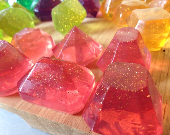 SIX 6 Berry Sparkly Glycerin Soaps With Honey, Glitter, and Raspberry ...