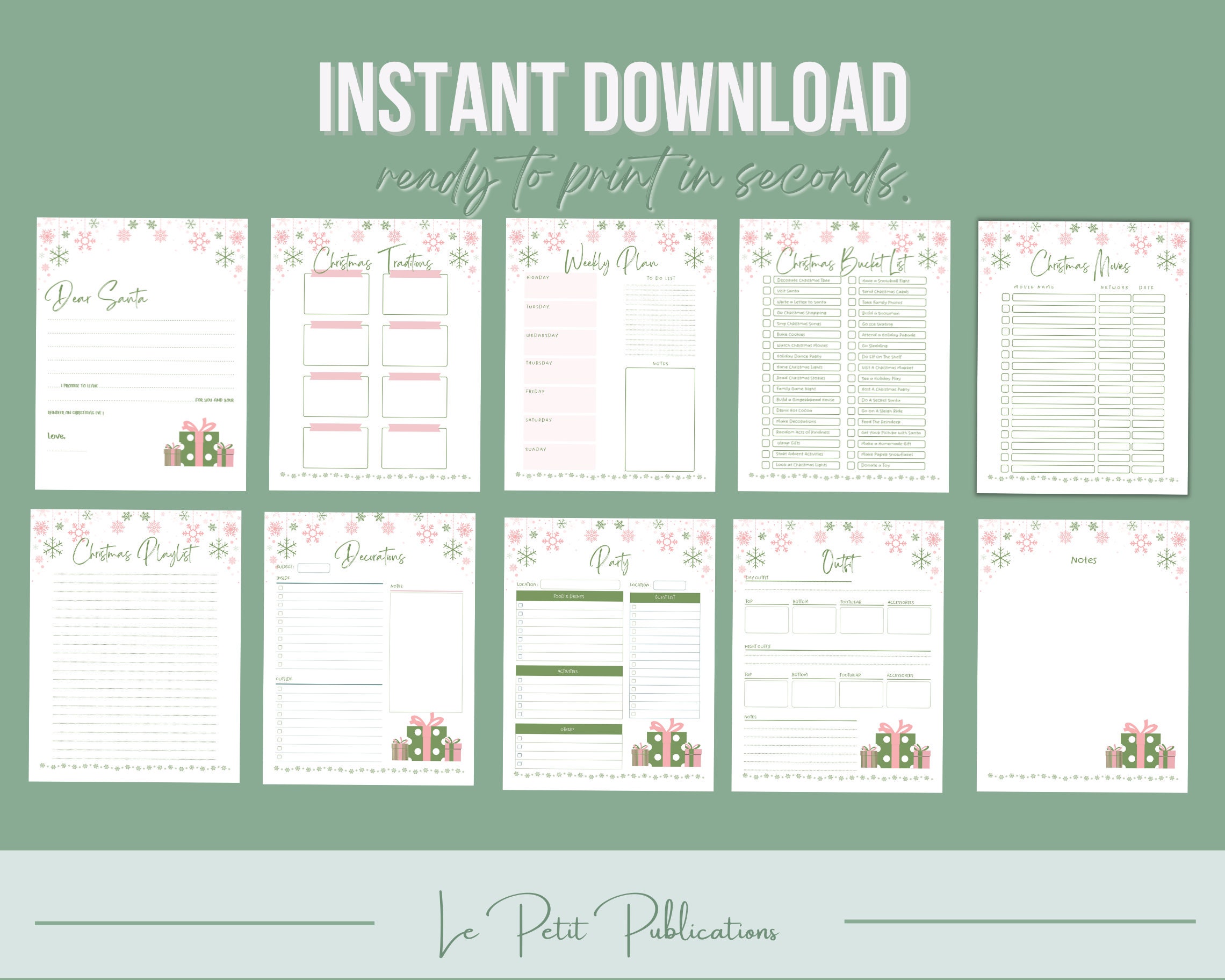 Boho Christmas Planner Printable, Holiday Planner, Gift Budget Planner ...
