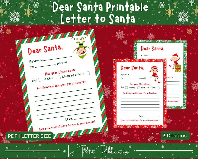 Santa Letter, Letter to Santa, Dear Santa Letter, Christmas Printable ...
