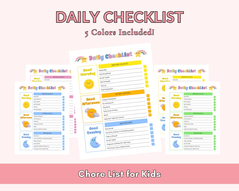 Chore Chart for Kids | Daily Checklist | Responsibilities Chart | Daily ...