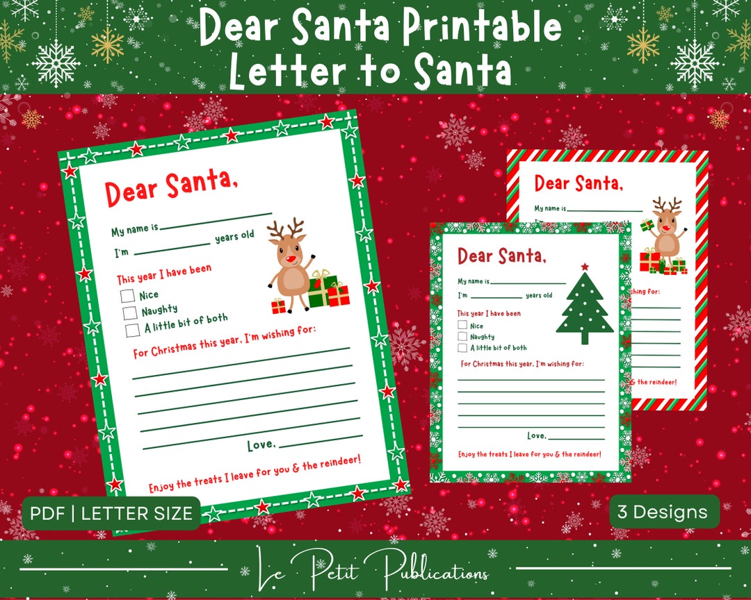 Santa Letter, Letter to Santa, Dear Santa Letter, Christmas Printable ...