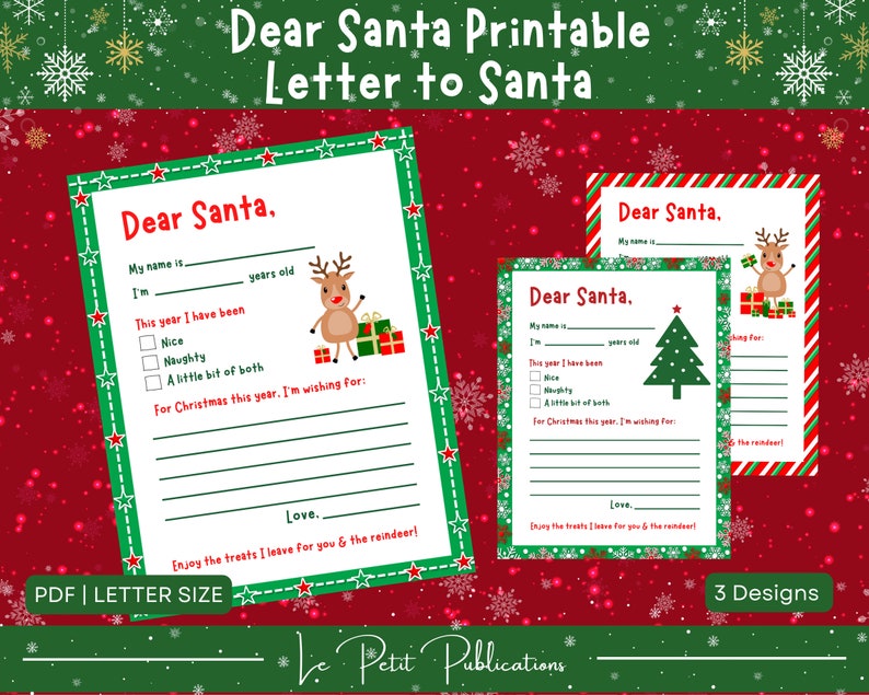 Santa Letter, Letter to Santa, Dear Santa Letter, Christmas Printable ...