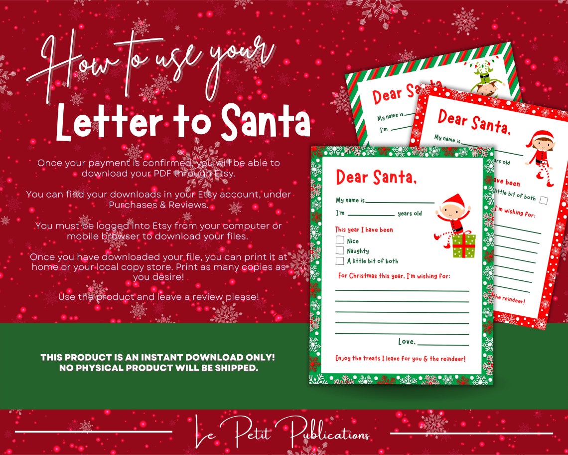 Santa Letter, Letter to Santa, Dear Santa Letter, Christmas Printable ...