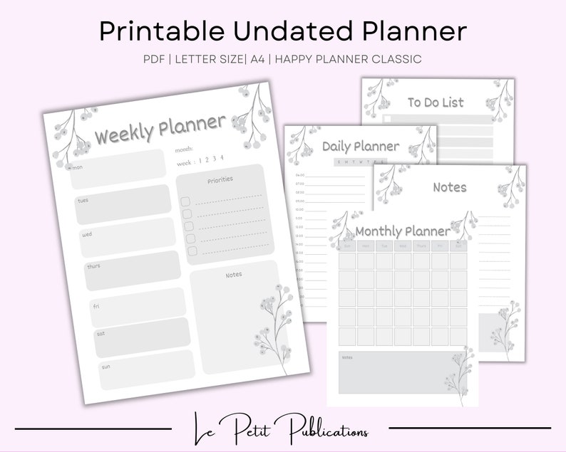 Printable Monthly Planner, Weekly Planner, Daily Planner Set, to Do ...