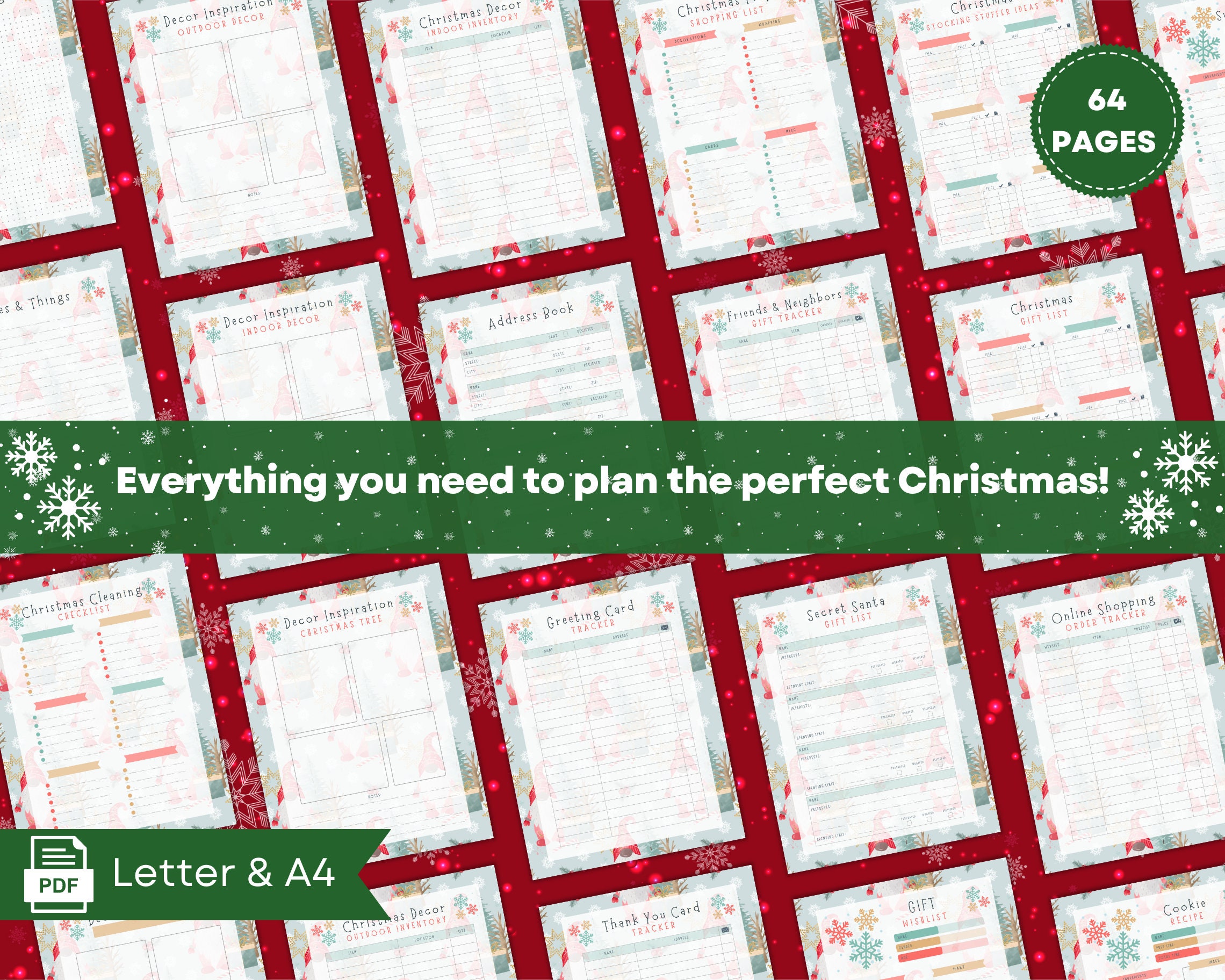 Gnome Planner Printable, Holiday Planner Bundle, Christmas Planner Kit ...