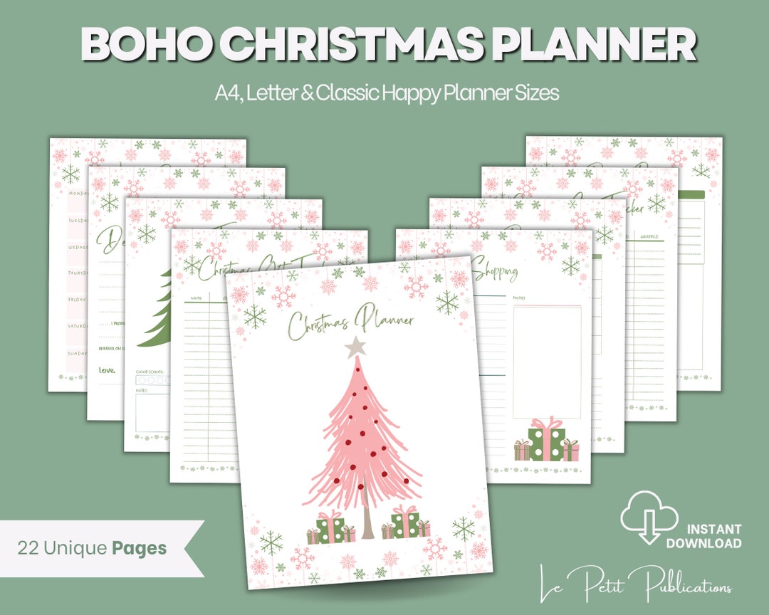 Boho Christmas Planner Printable, Holiday Planner, Gift Budget Planner ...