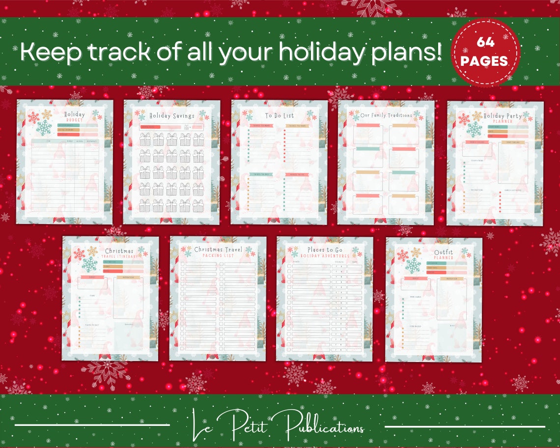 Gnome Planner Printable, Holiday Planner Bundle, Christmas Planner Kit ...