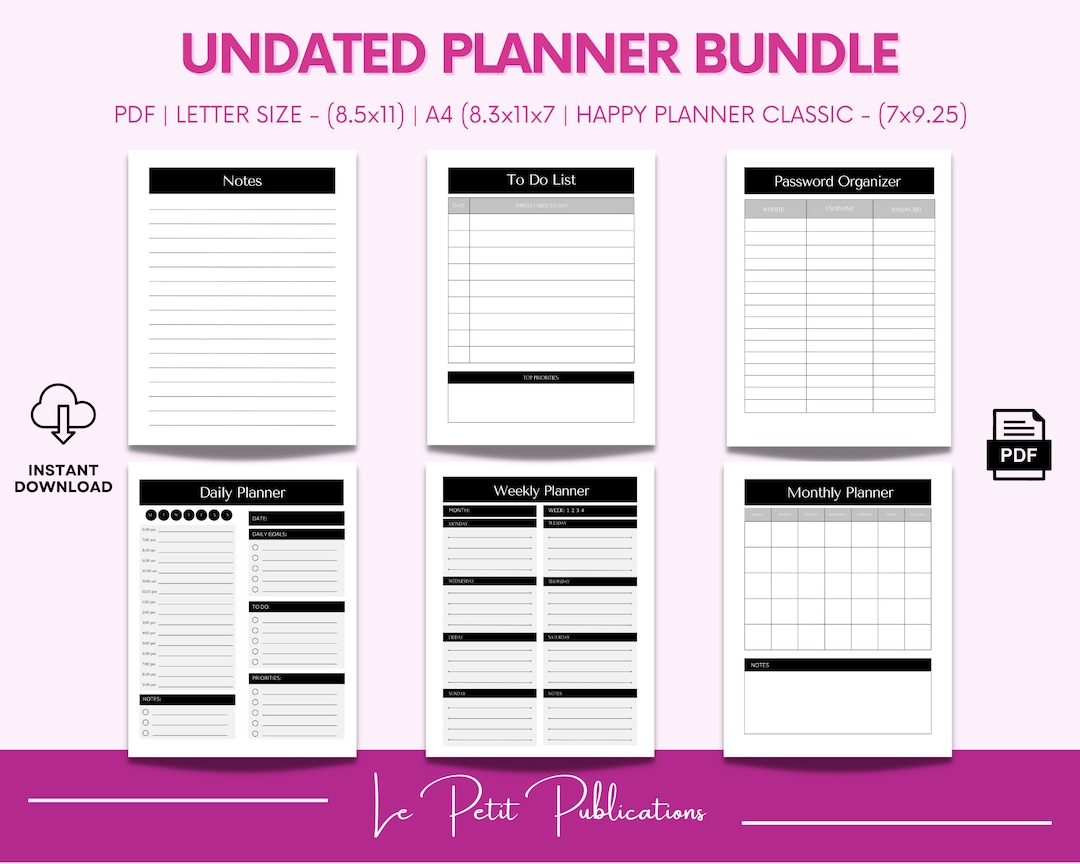 Minimalist Planner, Printable Planner Bundle, Printable Planner ...