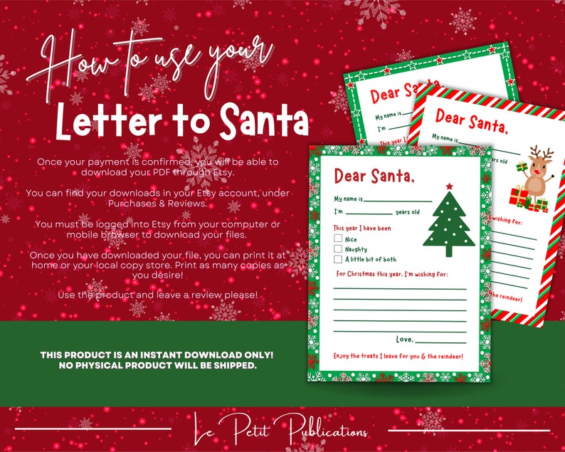 Santa Letter, Letter to Santa, Dear Santa Letter, Christmas Printable ...