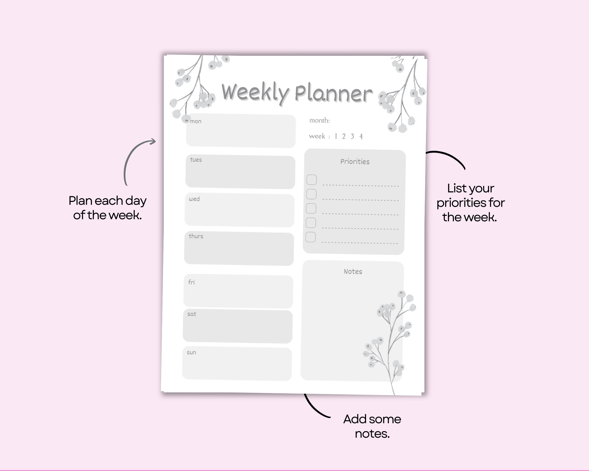 Printable Monthly Planner, Weekly Planner, Daily Planner Set, to Do ...