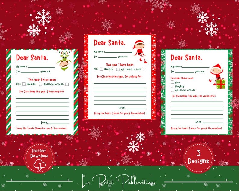 Santa Letter, Letter to Santa, Dear Santa Letter, Christmas Printable ...