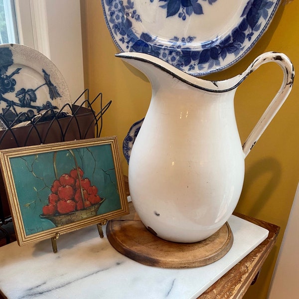 French Enamelware Pitcher - Etsy