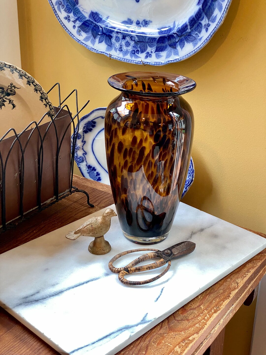 Fabulous Large Blown Tortoise Glass Vase - Etsy