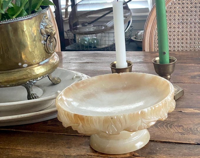 Gorgeous Italian Alabaster Pedestal Compote - Etsy