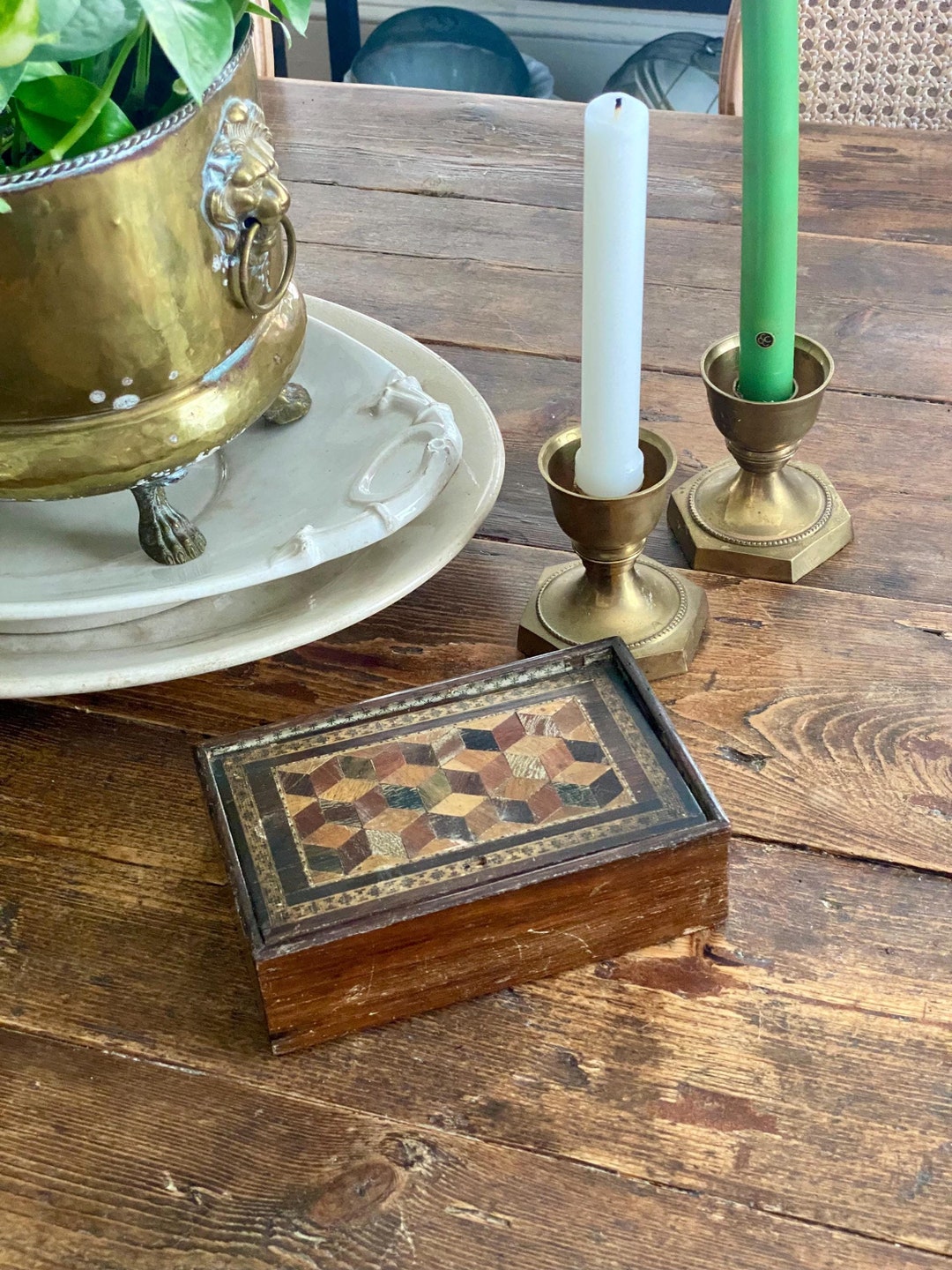 Beautiful Antique Inlaid Wood Keepsake Box - Etsy