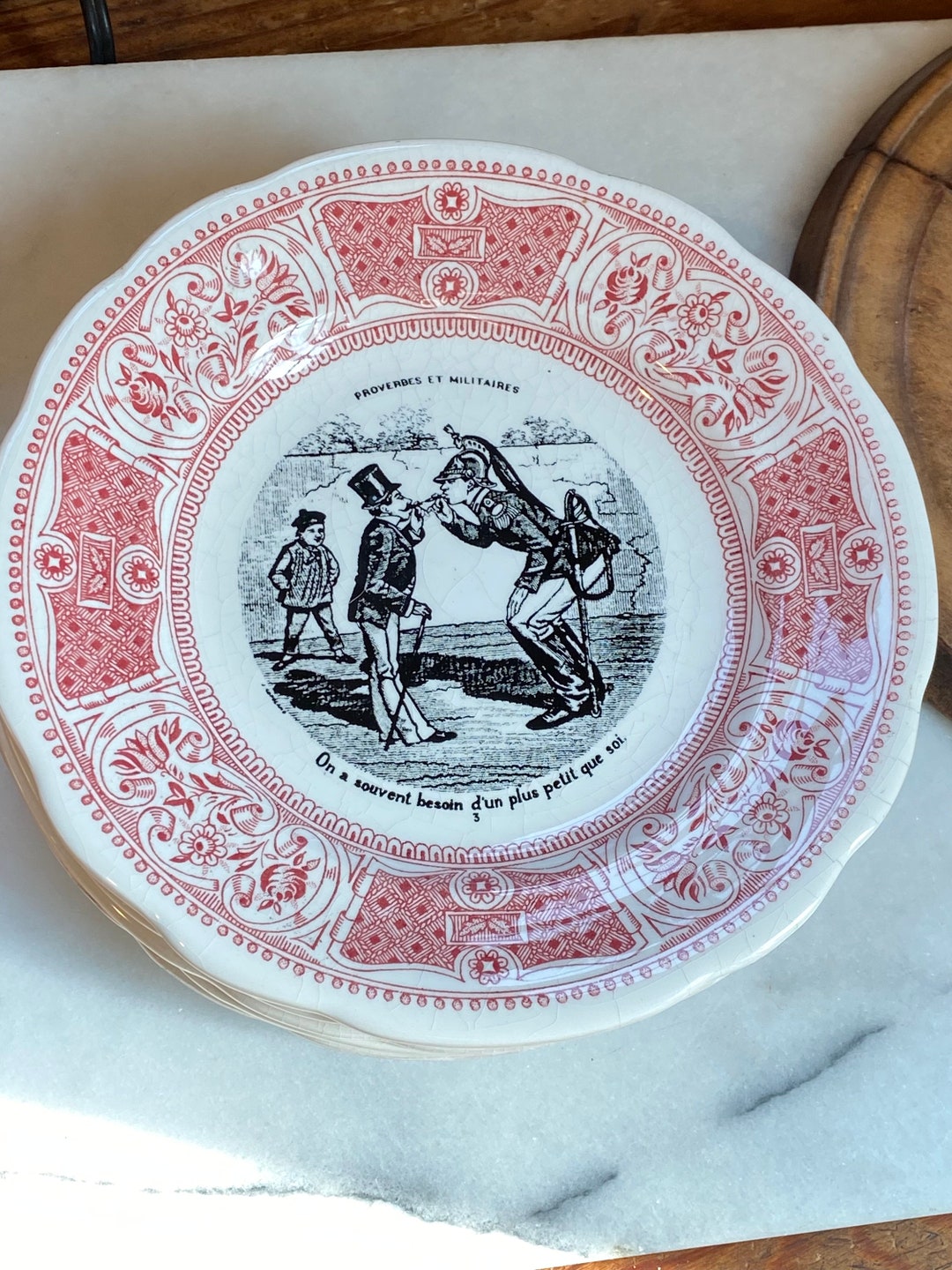 Gorgeous French Gien Plates Set of 6 Vintage European Farmhouse Kitchen ...