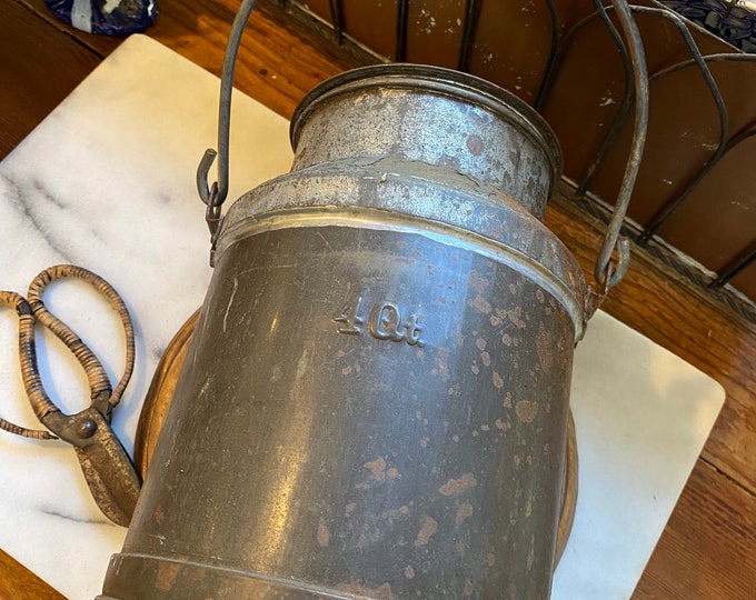 Adorable Antique Milk Cream Can With Lid and Bail Handle Straight From ...