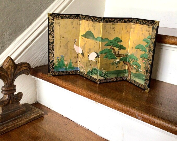 Four Panel Oriental Asian Tabletop Screen SO LOVELY - Etsy