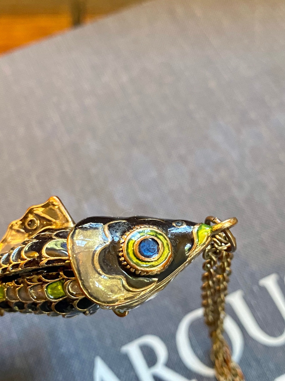 Articulated Fish Pendant Enameled Black - Etsy