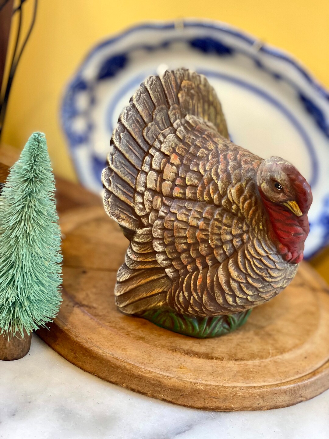 Vintage Bisque Turkey Figurine, Holiday Cabin Decor - Etsy