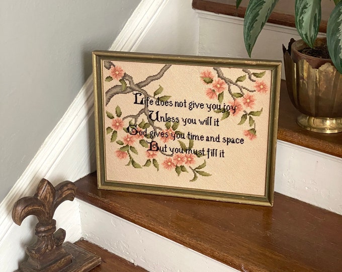 Magnificent Framed Needlepoint Cottage GOLD! - Etsy
