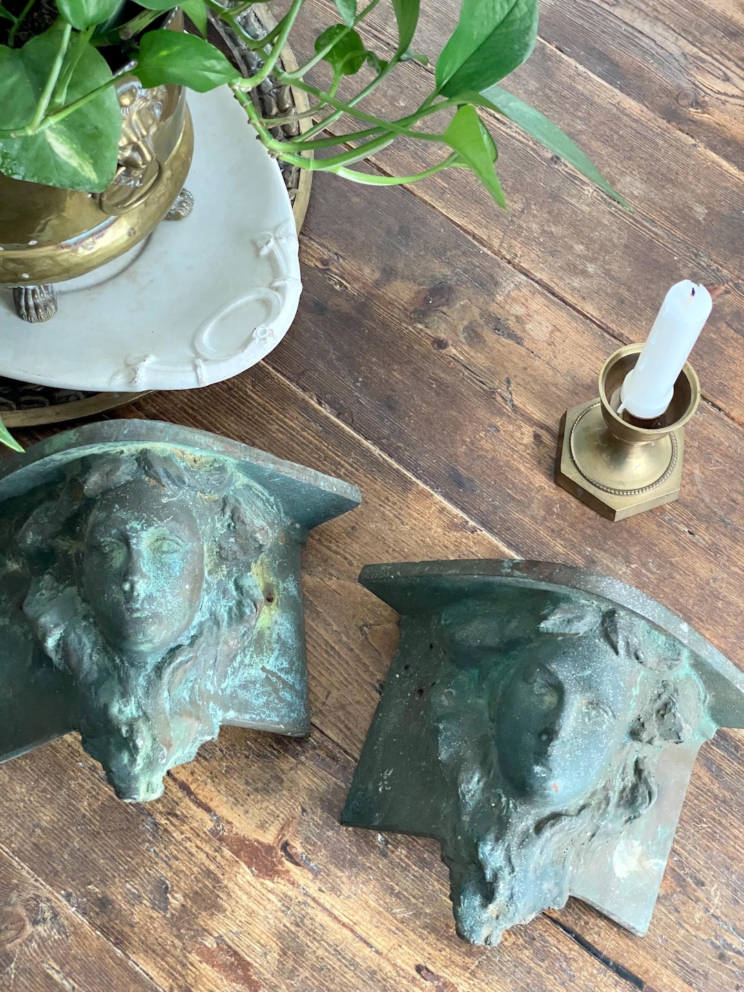 Pair Antique Cast Iron Architectural Pediment Corners With Mounting ...
