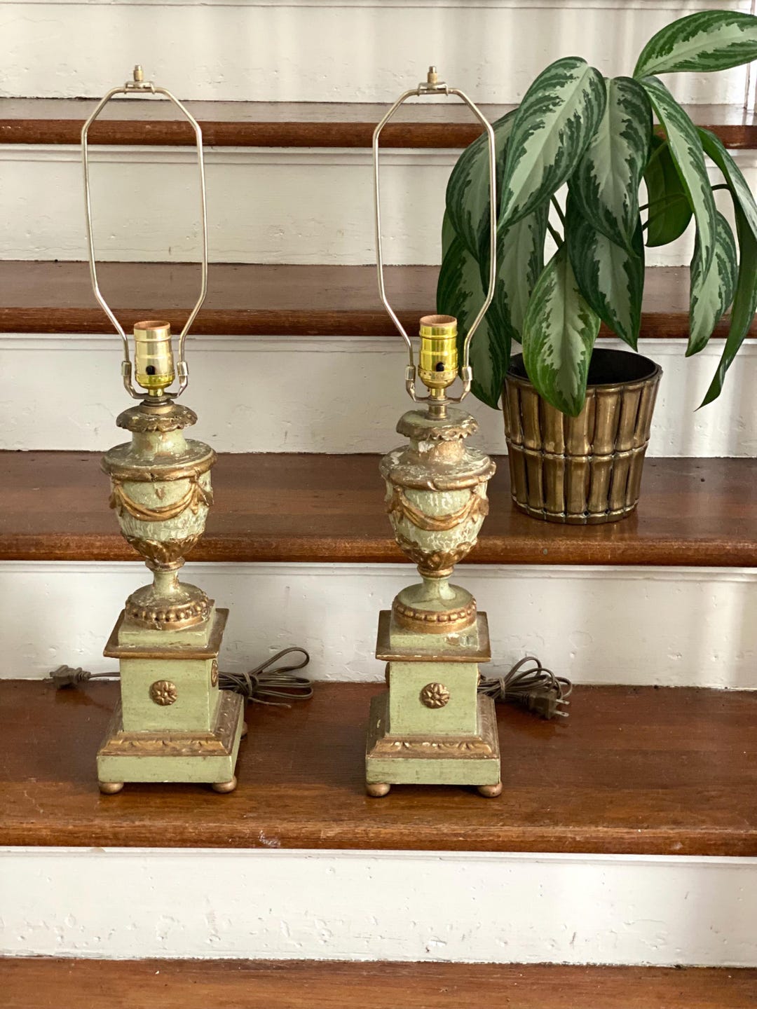 Pair Vintage Italian Florentine Table Lamps Rustic European Decor - Etsy